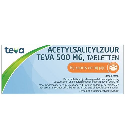 Teva Acetylsalicylzuur 500mg Tabletten 20 stuks bestellen bij BENU Shop
